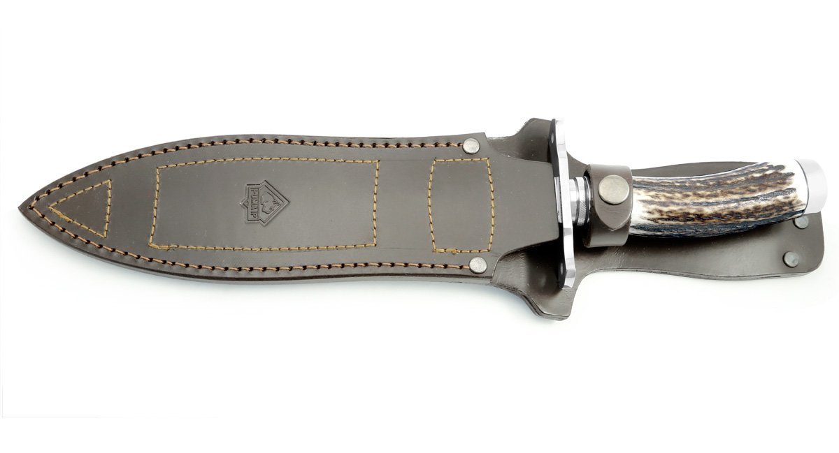 Puma IP Catcher II Stag (Double Edge Blade) Spanish Made Hunting Knife with Leather Sheath