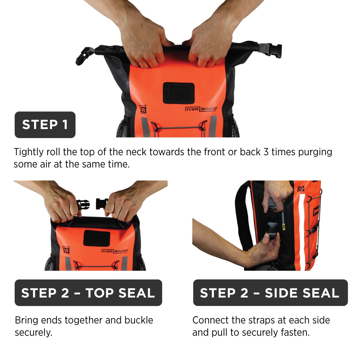 OverBoard Waterproof Pro-Vis Backpack, Orange, 20-Liter