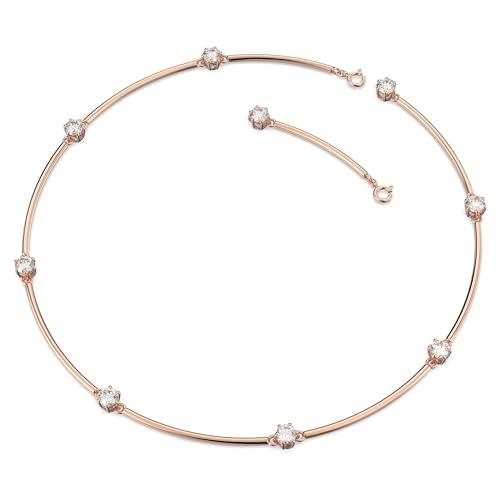SWAROVSKI Constella All-Around Necklace, Clear Circle-Cut Crystal with a Rose-Gold Tone Finish Chain, part of the Swarovski Constella Collection