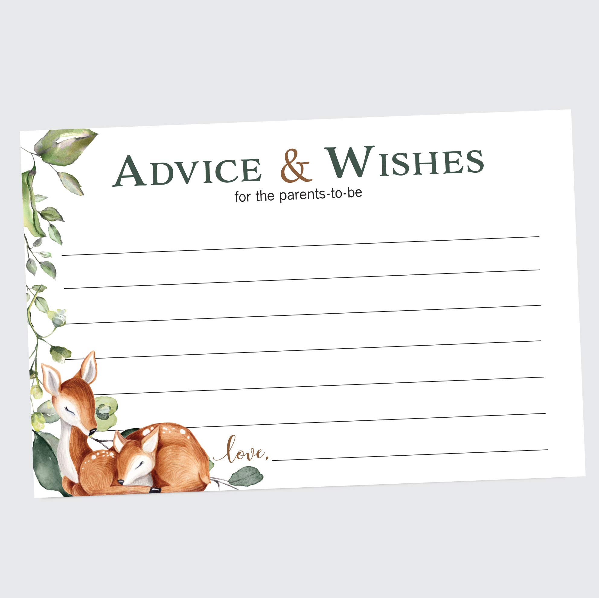 Oh Deer! Advice and Wishes Cards, Set of 50, Advice Cards for Baby Shower, Woodland Baby Shower Advice Cards