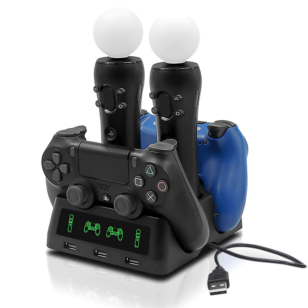 PS4 VR Charging Station, Tohilkel Move Controller Charger Station for PS4/PS4 Slim/PS VR Move Motion, Black