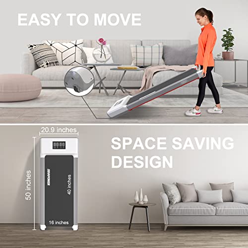 Walking Pad, Under Desk Treadmill for WFH, Walking and Jogging, Portable Treadmill with Remote Control, Quiet and Powerful, Installation-Free, Foldable, Wheeled