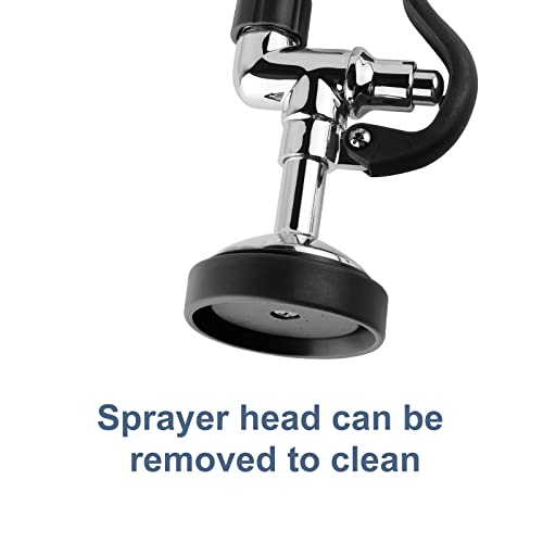 Pre Rinse Sprayer Commercial Sink Sprayer Head,1.42GPM Spray Valve Dish Sprayer Nozzle with Ergonomic Handle, Commercial Faucet Parts for Commercial Kitchen Faucet,Chrome Finished(Black)