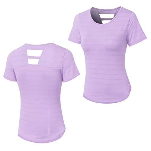 Women's Fitness Tee for Running Casual 3 Pack,White,Green,Thistle,Small