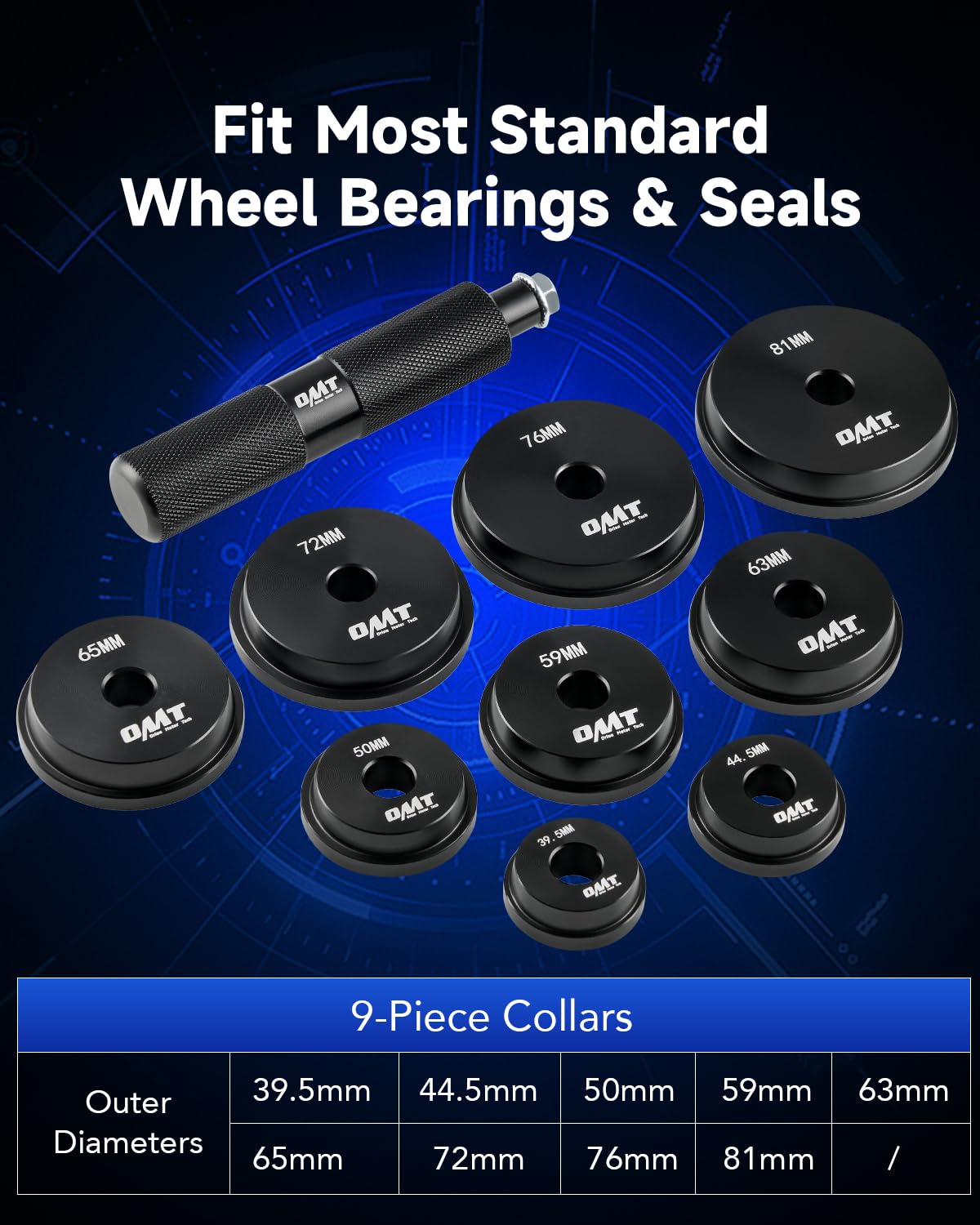 Orion Motor Tech Bearing Press Kit, 10pc Bearing Race and Seal Driver Set with Seal Driver and 9 Bearing Adapters, Seal Installer Bearing Driver Kit for Bearing Installation, with Blue Case