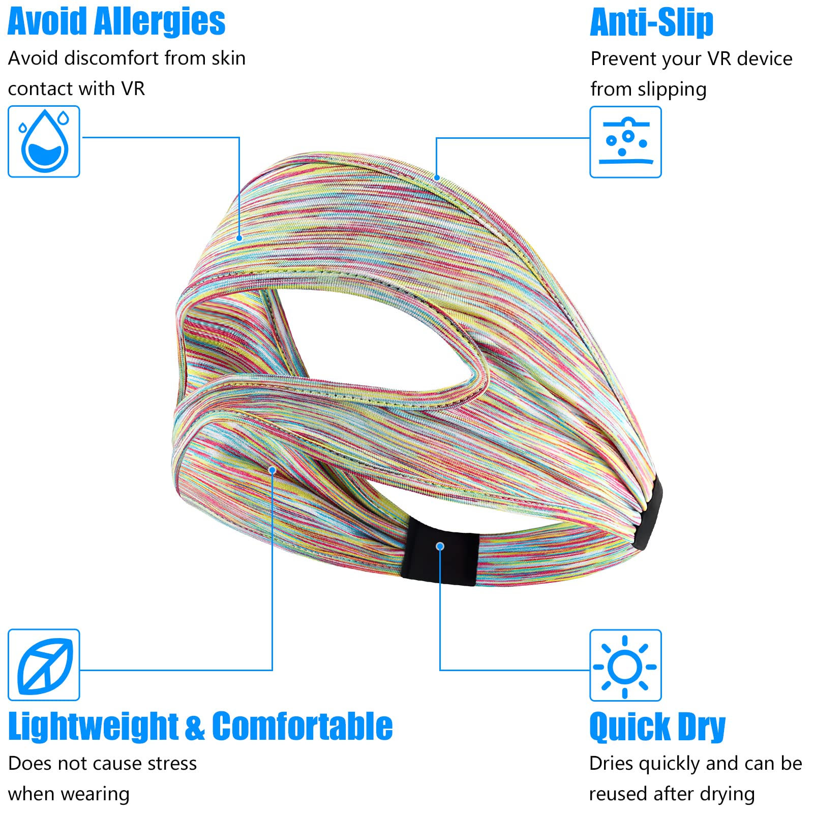 VR Sweat Band for Oculus Quest 2 Sweat Guard BestMal Breathable VR Eye Mask Cover Adjustable VR Sweat Mask VR Face Mask for VR Workouts (3pcs)