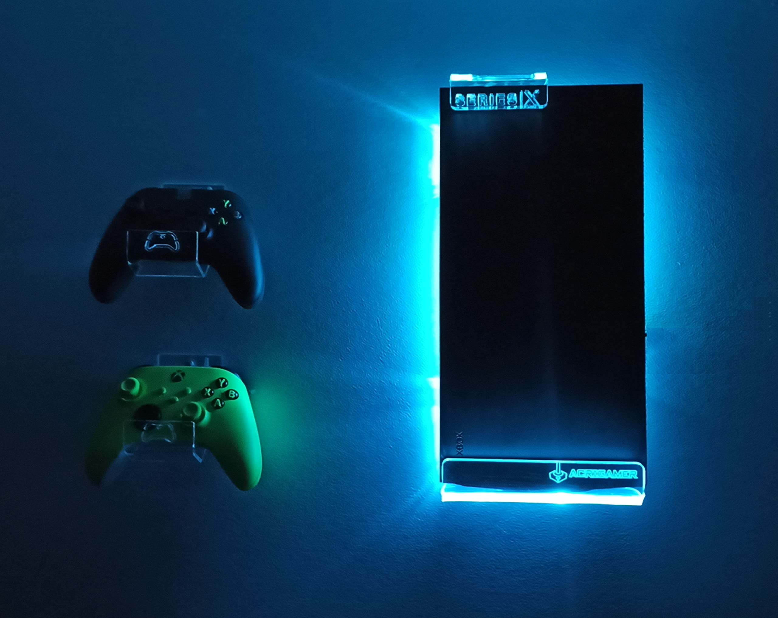 Wall Mount for Xbox SERIES S with Multicolor LED Lighting KIT + 2 Control Mount
