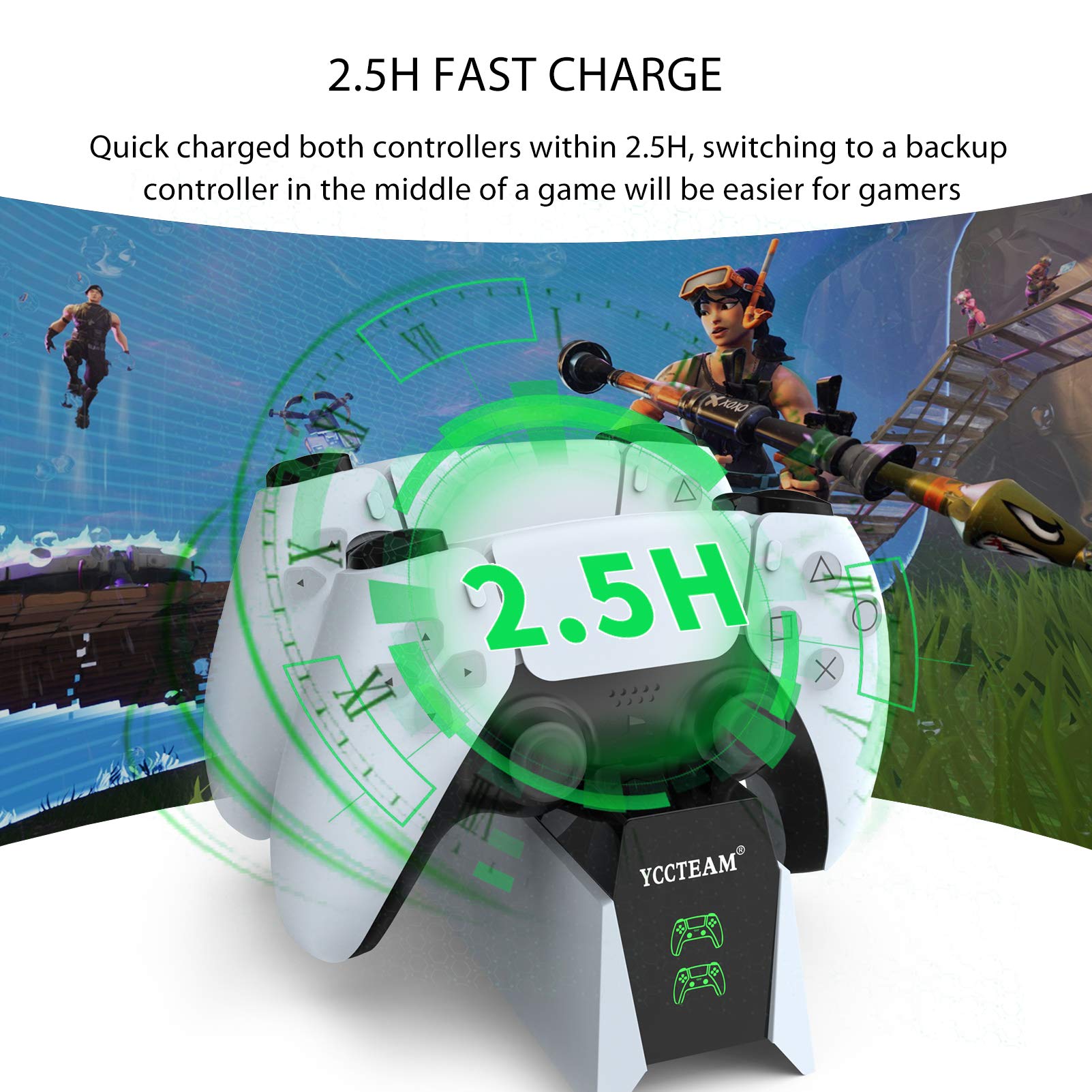 PS5 Controller Charging Station,YCCSKY Dual Stand Charger Dock for Playstation 5 Dualsense Controller