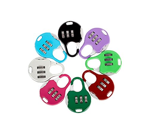 ZPLIUST 3 Digit Combinations Padlock The Safe Cipher Lock Resettable Code Lock, Color Locks (8 Pack)