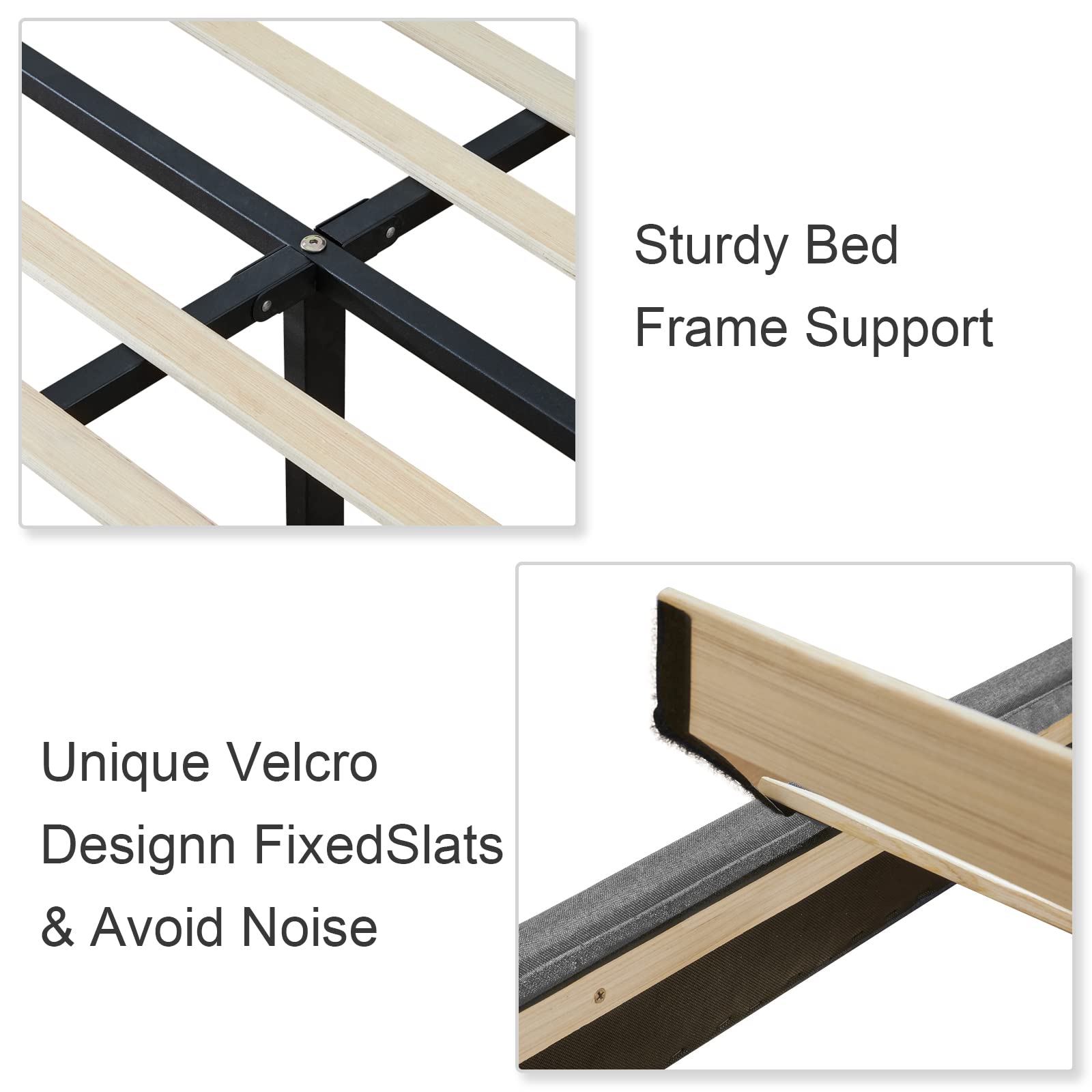 Molblly Full Bed Frame Upholstered Platform with Headboard and Strong Wooden Slats, Non-Slip and Noiseless,No Box Spring Needed, Easy Assembly,Light Gray