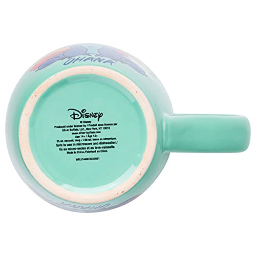 Silver Buffalo Lilo and Stitch Tropical Ohana Sitting Jumbo Curved Ceramic Mug, 25-Ounces