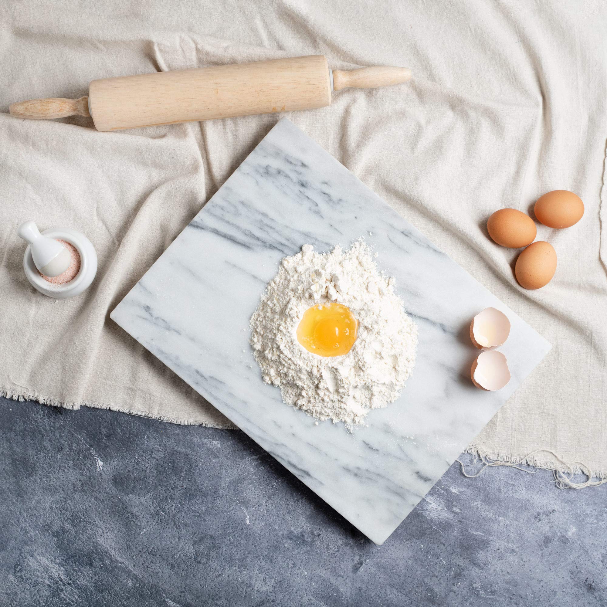 Villa Acacia Marble Cutting Board - 18 x 18 Inch Marble Slab Pastry Board for Charcuterie, Cheese, Dough, Dessert - Decorative Stone Cutting Board for Kitchen and Home