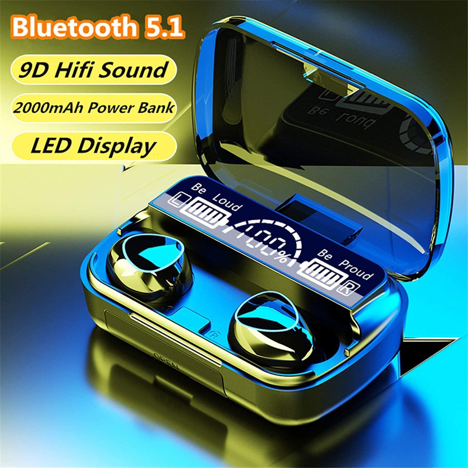 NIUTA Wireless Earbuds,Bluetooth Headphones 136Hr Playtime Sports Ear Buds with Digital Display Charging Case, IPX7 Waterproof Headset with Microphone Cordless Earphone for iPhone Andriod TV Phone