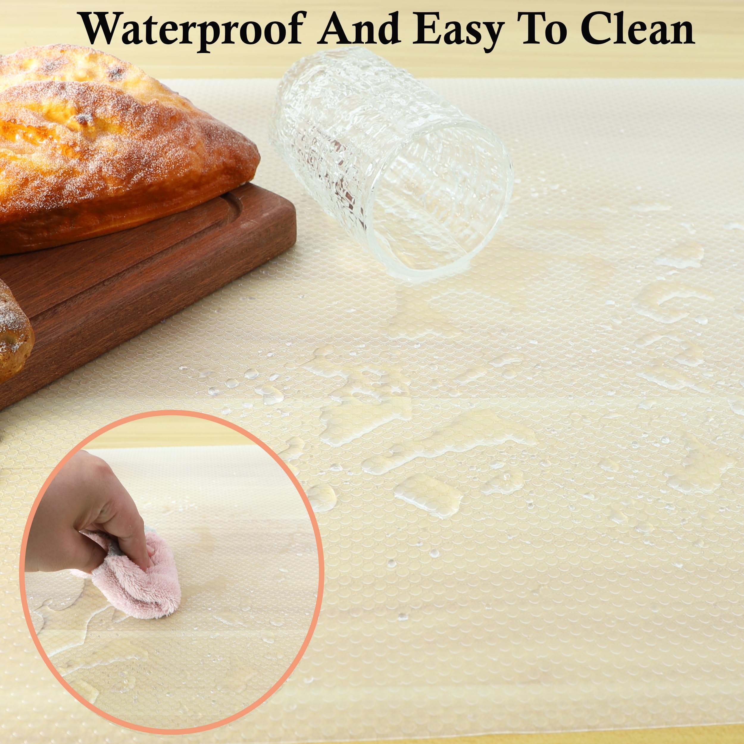 Shelf Liners for Kitchen Cabinets 10 Inch Wide X 20 Ft Non Adhesive Cabinet Drawer Liners Non Slip Waterproof Strong Grip Pantry Shelves Liners for Refrigerator Closet Cupboard Mat Bathroom Drawer
