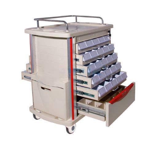 MS3C-200T, Lite Mobile Bin Cart with Chart Rack, Drawer Dividers