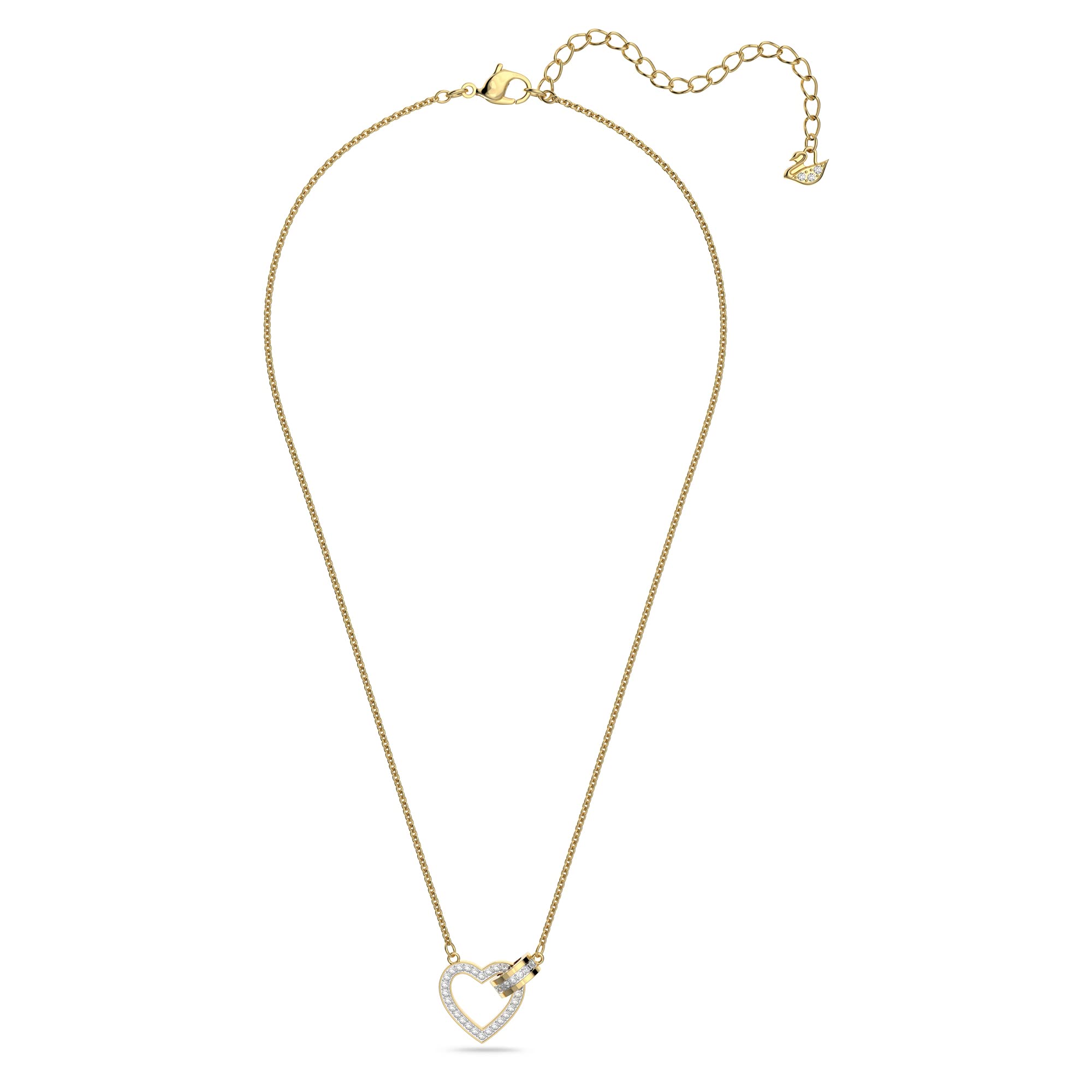 SWAROVSKI Lovely Necklace, Heart, White, Gold-tone Finish