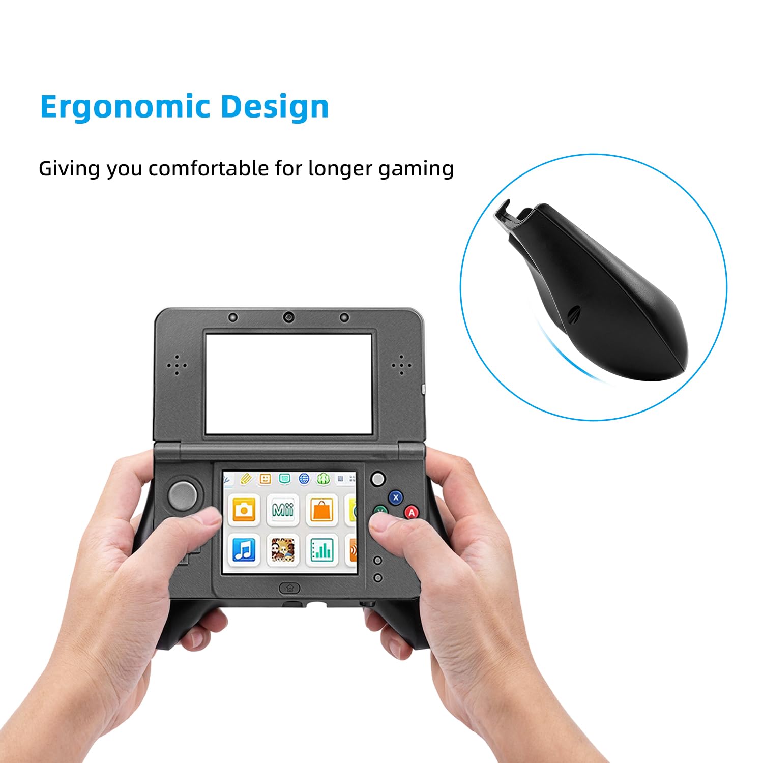 Mcbazel Plastic Hand Grip Holder Gaming Case with Handle Stand for Nintendo New 3DS Black ( NOT FOR XL version )