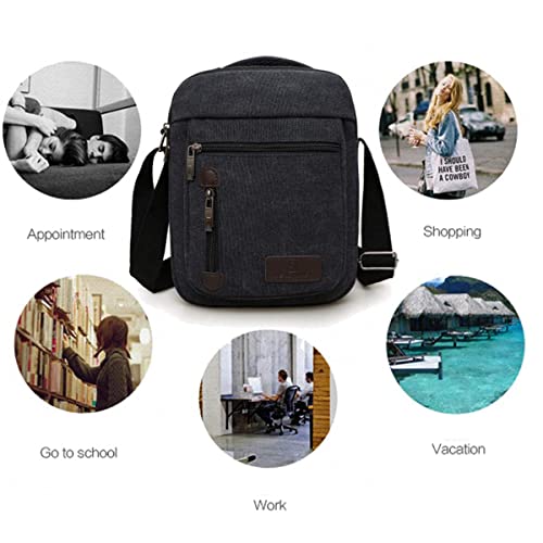 Small Canvas Crossbody Bag for Men,Small Shoulder Bag, Mini Messenger Bag for Cell Phone, Portable mobile phone coin bag (Black2)