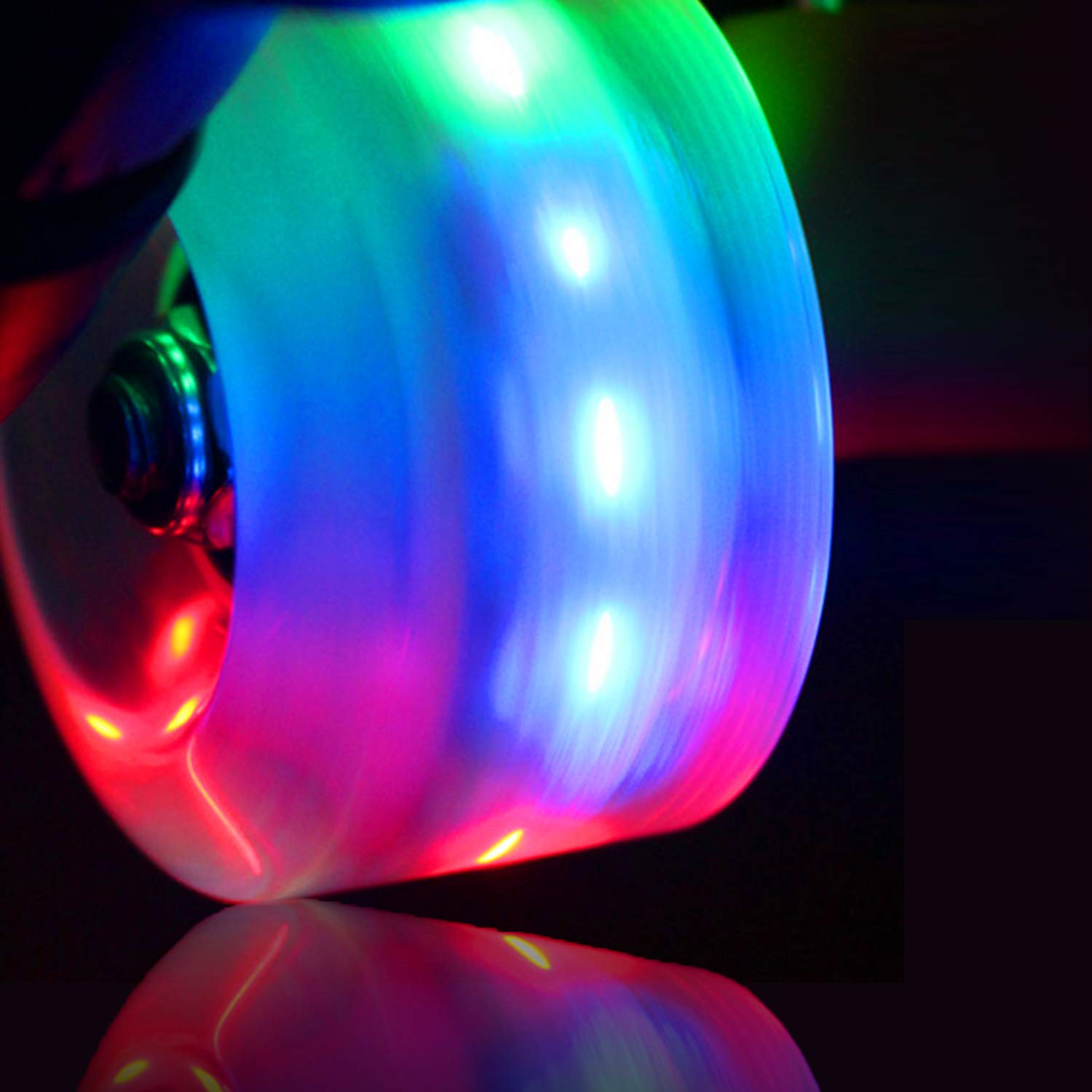 Roller Skate Wheels Outdoor Light Up LED Quad Rainbow Rollerskate Parts Tool Wheels,4 Pack 32mmX58mm/8 Pack 608 Bearing /4 Pack Core