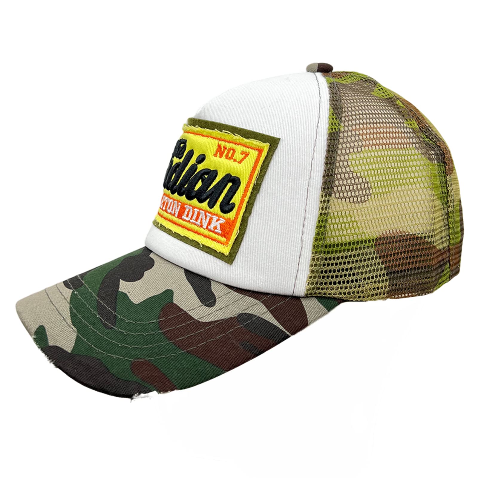 The Indian Skeleton Dink Cotton Baseball Mesh Cap, Distressed Vintage Dad Hat Adjustable Snapback Trucker Hats for Men Women Camouflage