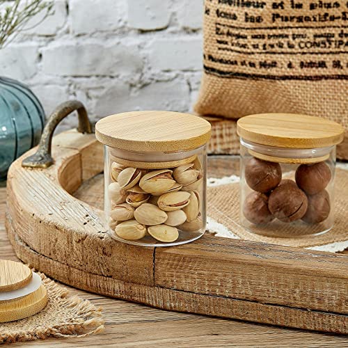 Sawysine Yogurt Jar Lids Set Reusable Bamboo Wooden Lids Round Canning Lids with Silicone Sealing Rings Compatible with Oui Yogurt Jars for Mugs and Jars (12)