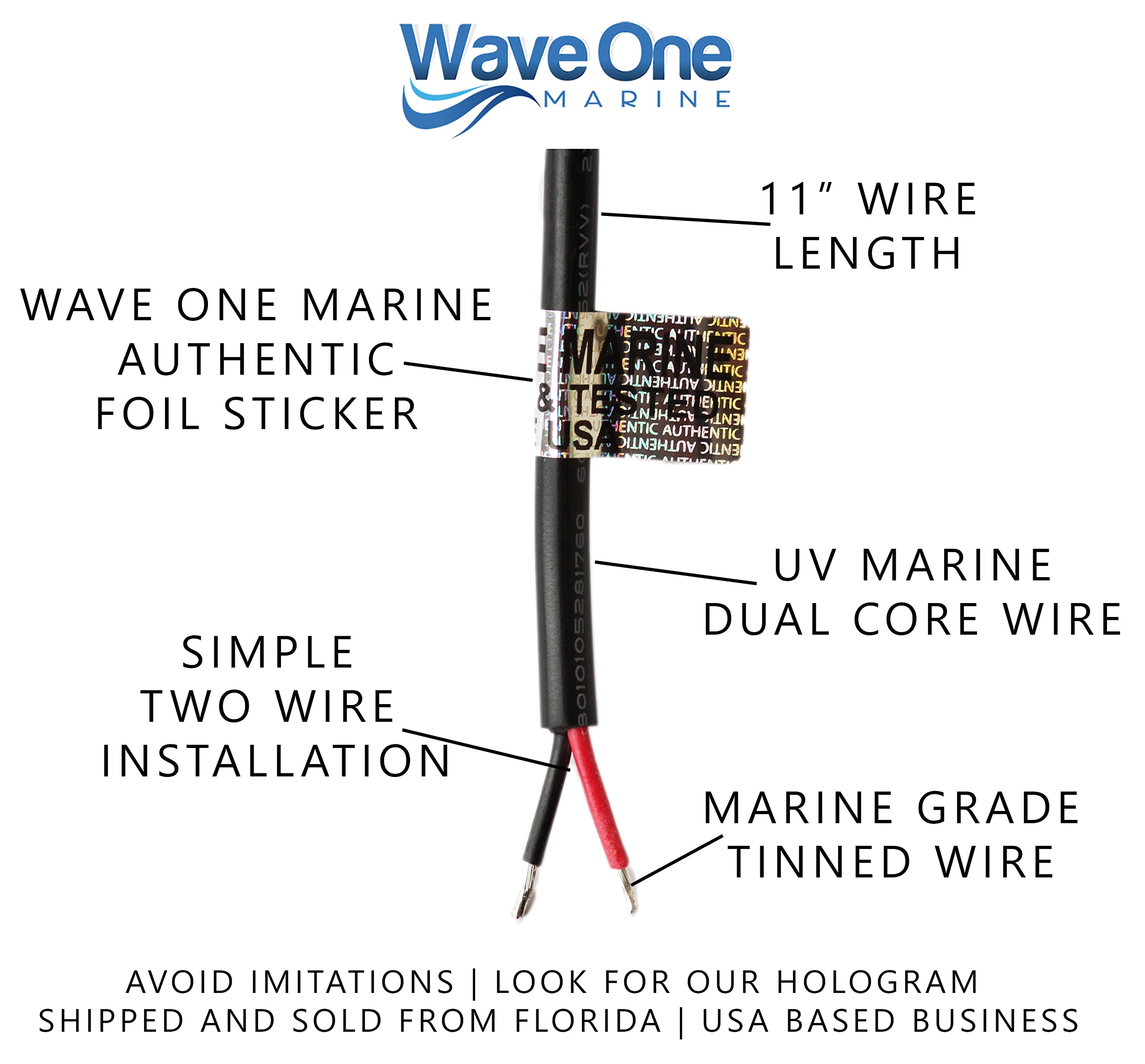 Wave One Marine | Dual Color LED FLUSH Mount Spreader Light | Boat Deck Flood Beam | Stainless Hardware | IP68 Waterproof | High Lumen | 12-24 Volt DC Input