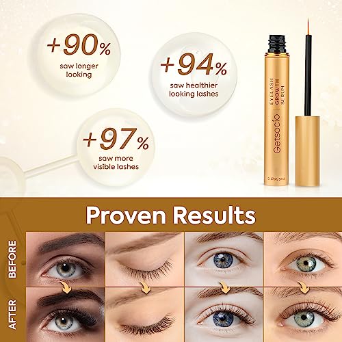 Premium Eyelash Serum by Getsocio, Lash Boosting Serum for Longer, Fuller Thicker Looking Lashes (3ML),Gold,0.1