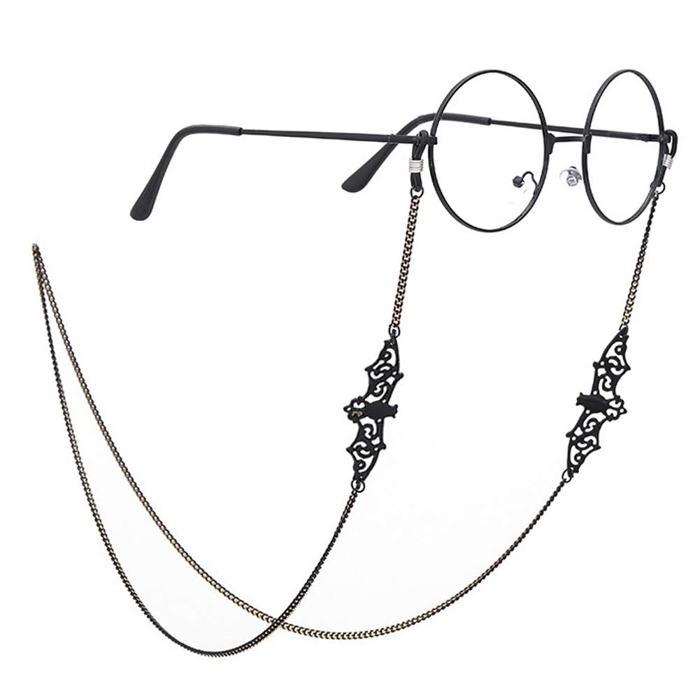 Pinksee Women Men Glasses Chain Black Bat Eyeglass Strap Holder Eyewear Retainer
