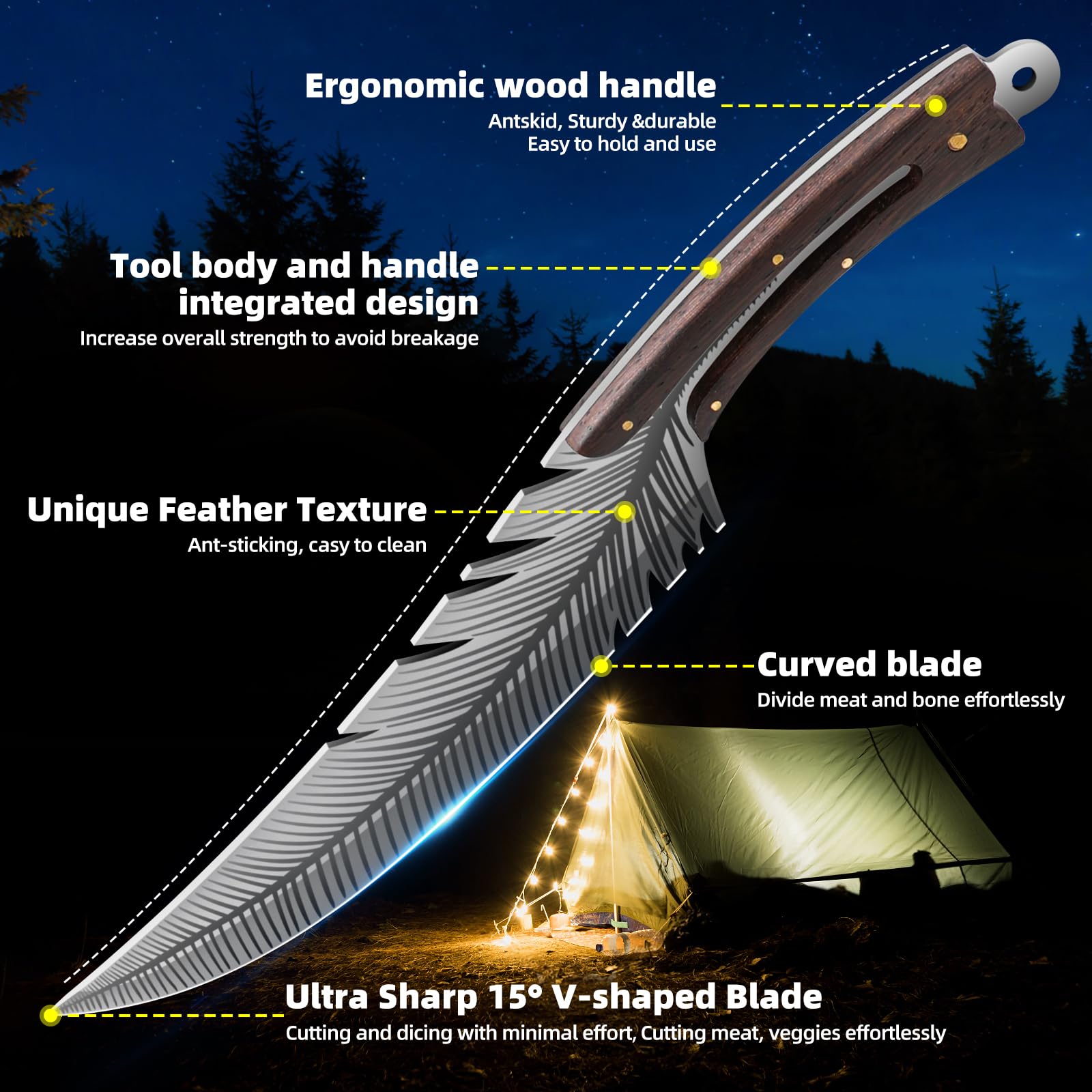 VCXOX Professional Meat Cleaver Knife Kitchen Chef Knives High Carbon Stainless Steel Ultra Sharp Kitchen Cutting Knife for Meat Vegetable Cooking Tool Outdoor and Home Use (Black-001)