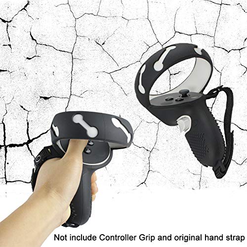Touch Controller Grip Cove Case for Oculus Quest 2, Anti-Throw Handle Protective Sleeve with Controller Cover and Knuckle Strap(Gray White)