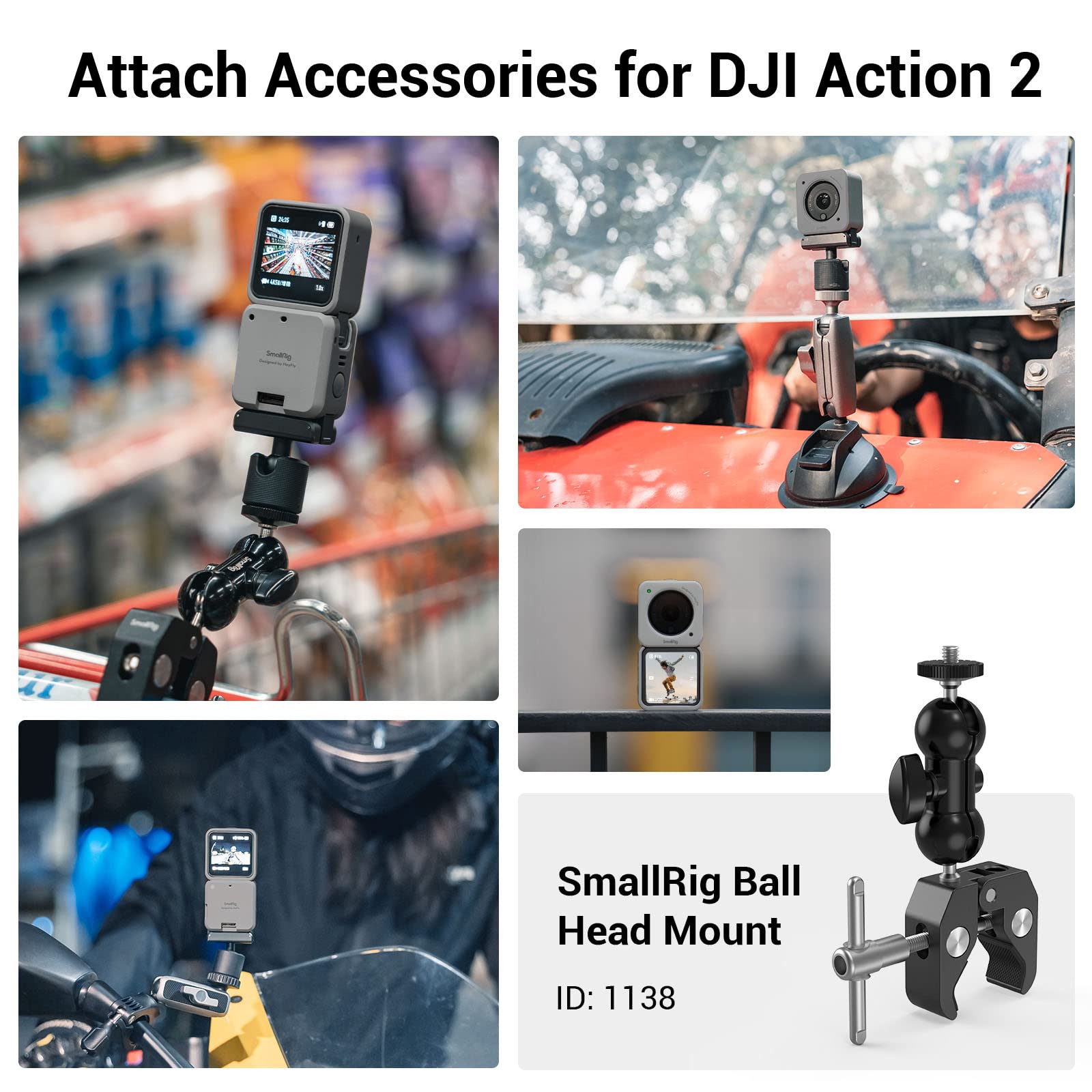 SmallRig Protective Case for DJI Action 2 Dual-Screen Combo Camera, Housing Case with Magnetic Attachments, Case Protector Accessory, Grey - 3627
