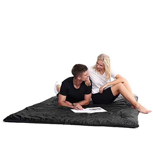 oaskys Double Sleeping Bag for Adults with 2 Pillows - Queen Size XL Waterproof Sleeping Bag for All Season Camping Hiking Backpacking 2 Person Sleeping Bags for Cold Weather & Warm