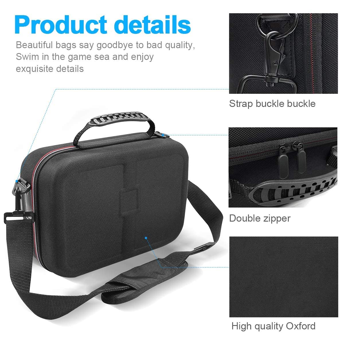 WapoRich Carrying Storage Case for Nintendo Switch , Protective Hard Portable EVA Travel Carry Case Storage Shell for Nintendo Switch Protective Case Soft Lining 18 Games with Shoulder Strap - Black