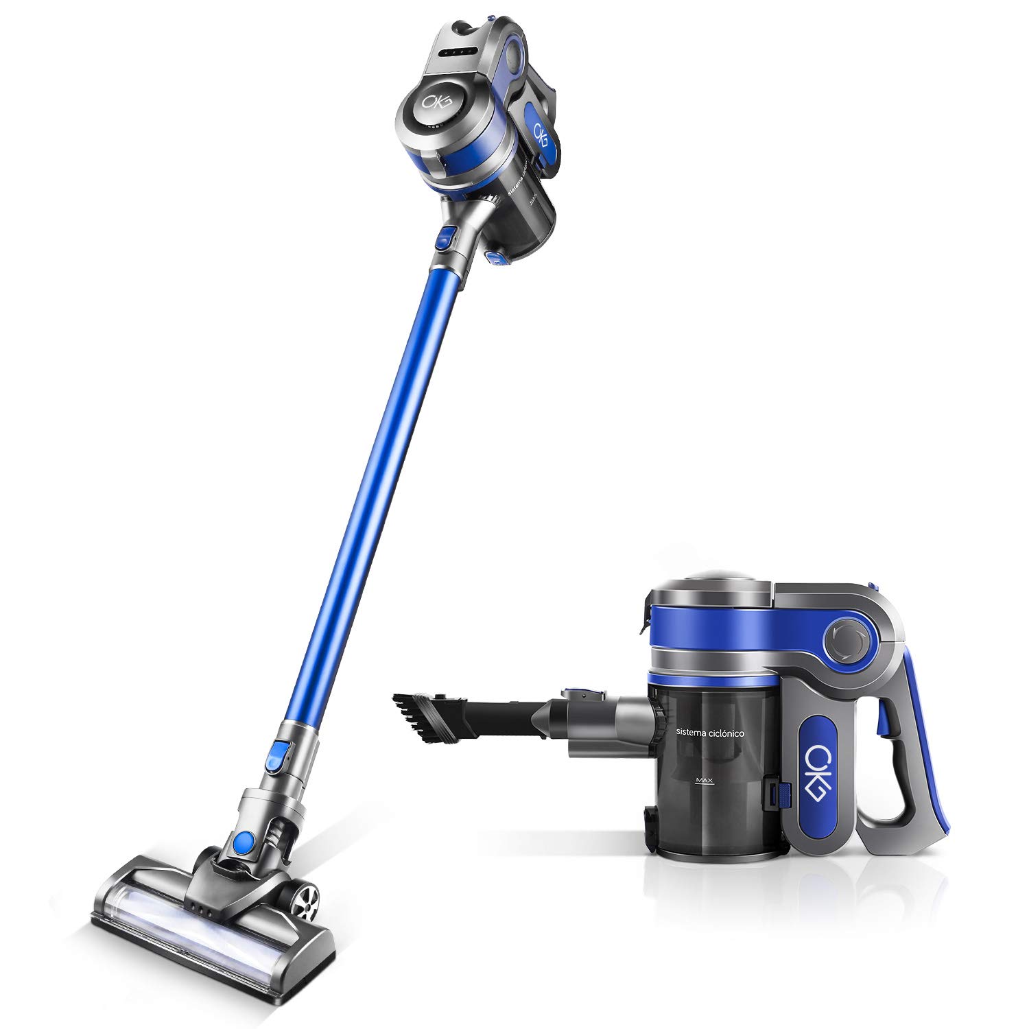 OKG Cordless Vacuum Cleaner Powerful Suction 250W Brushless Motor 4 in 1 Stick Handheld Vacuum for Home Hard Floor Carpet Car