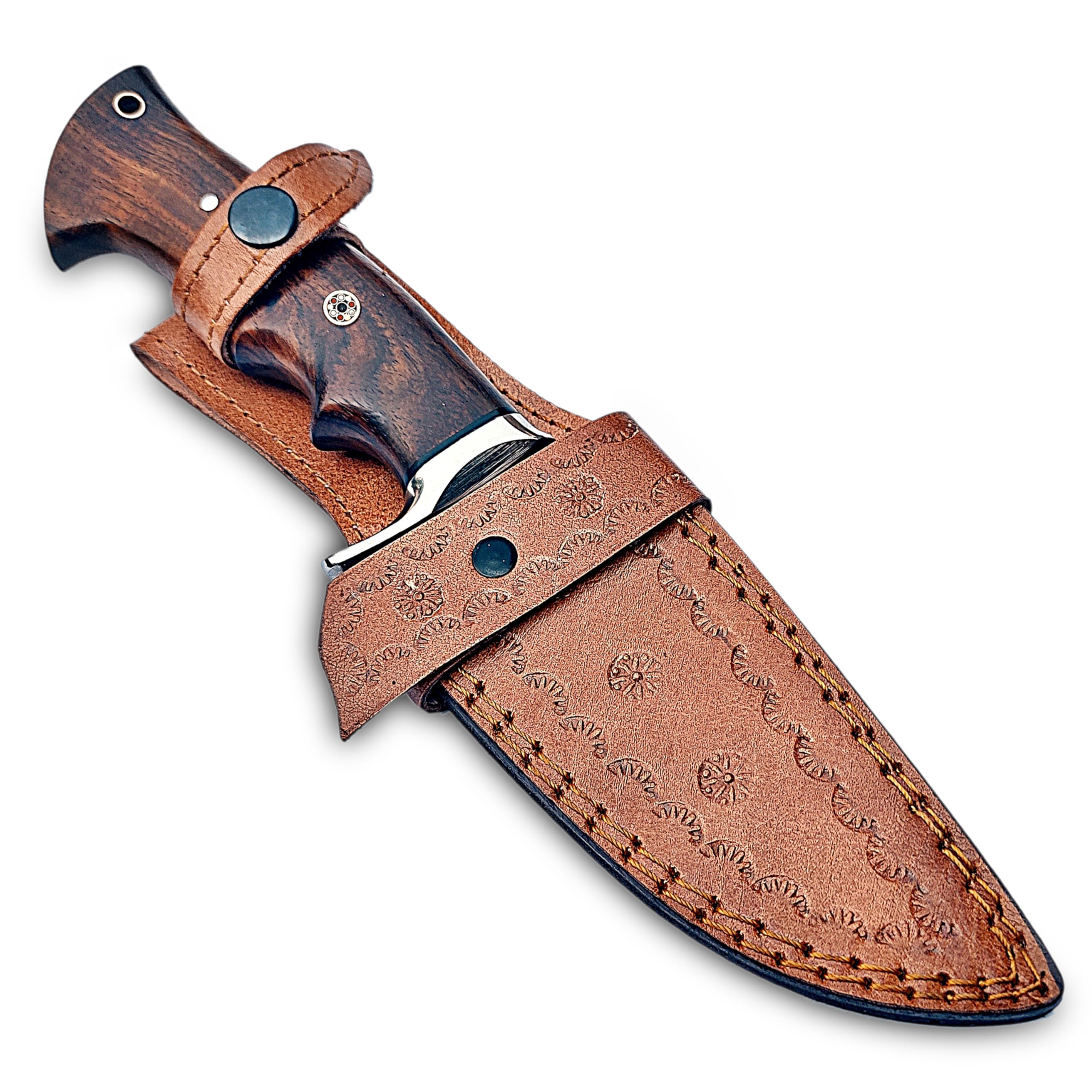 WARIVO KNIFE Premium Fixed Blade Handmade Bushcraft and Hunting Knife β Razor-Sharp Blade, Durable Design for Outdoor Enthusiasts (Damascus Hunting Knife)