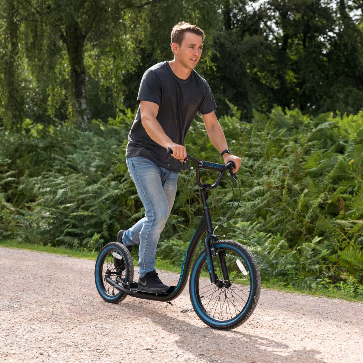 Osprey BMX Scooter | Adult Scooter with Big Wheels, Adjustable Handlebars and Off-Road Calliper Brakes, Black