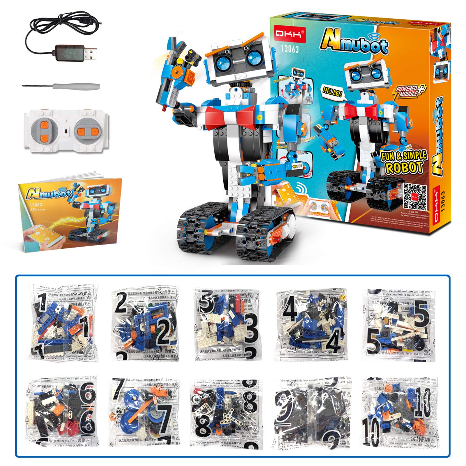 okk STEM Robot Building Block Toys for Kids, Remote and APP Controlled Engineering Science Educational Assembling Learning Kits Intelligent Creative Set for Boys Girls Gift 𝟮𝟬𝟮𝟯 𝙪𝙥𝙜𝙧𝙖𝙙𝙚