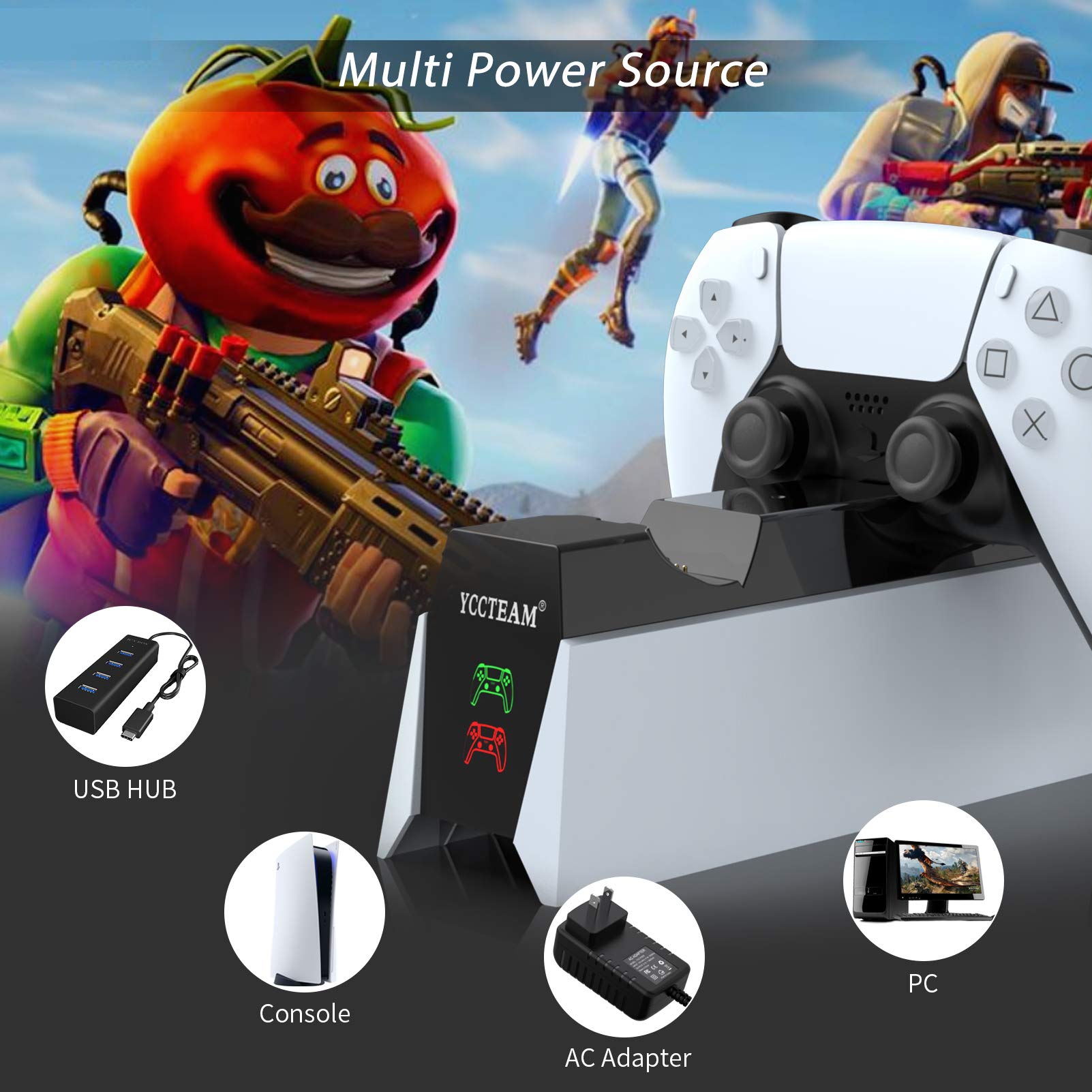 PS5 Controller Charging Station,YCCSKY Dual Stand Charger Dock for Playstation 5 Dualsense Controller