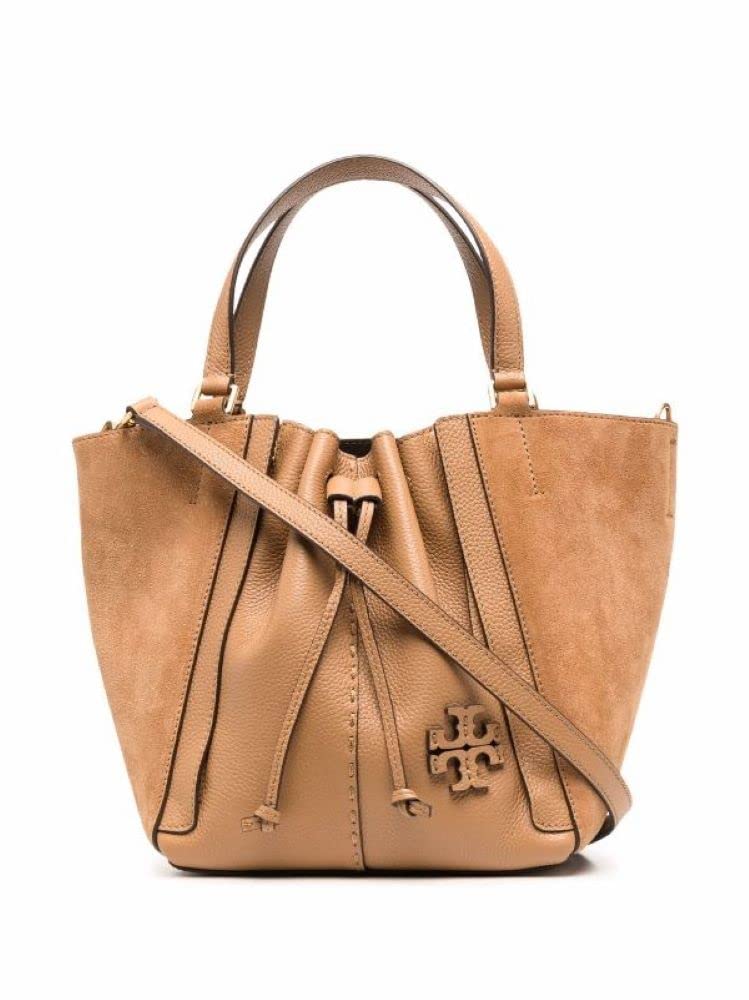 Tory Burch Women's Dragonfly Tiramisu Leather Suede Combo Bucket Handbag