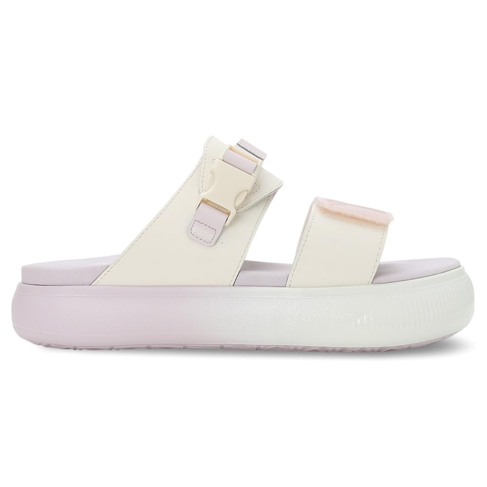 PUMA - Womens Suede Mayu Sandal Summer Camp Shoes, Size: 6 M US, Color: Pristine/Lavender Fog