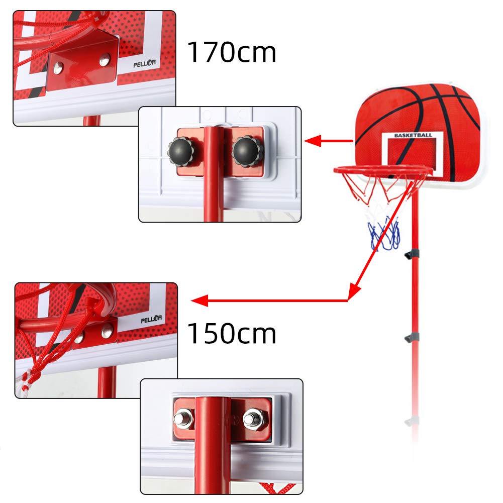 PELLOR Kids Portable Basketball Hoop Height Adjustable Stand Backboard Basketball System