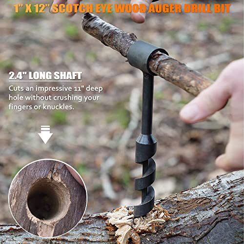 Yoursme 1β x 12β Scotch Eye Wood Auger Drill Bit - Hand Auger for Bushcraft Backpack and Camping - Addition Tool to Survival and Camping Gear Packs