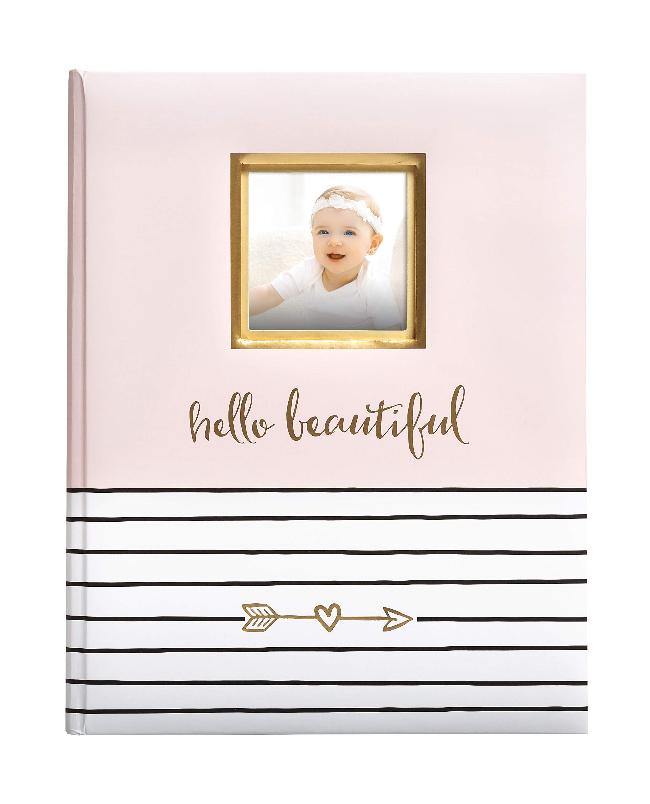 Pearhead Hello Beautiful Baby Memory Book, Milestone Journal, New Mum Gift, Newborn Baby, Thoughtful Keepsake for Christening or Baptism, Pink