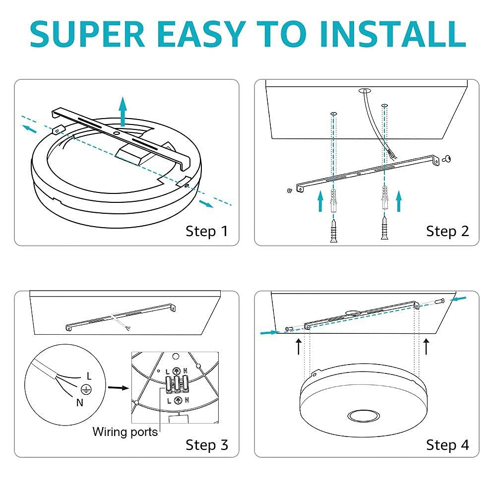 Olafus 18W LED Ceiling Light 9 Inch, 1600LM 2700K Ceiling Lighting, IP54 Waterproof 120W Equivalent Round Ceiling Lamp for Bedroom Livingroom Balcony Kitchen Bathroom, Warm White
