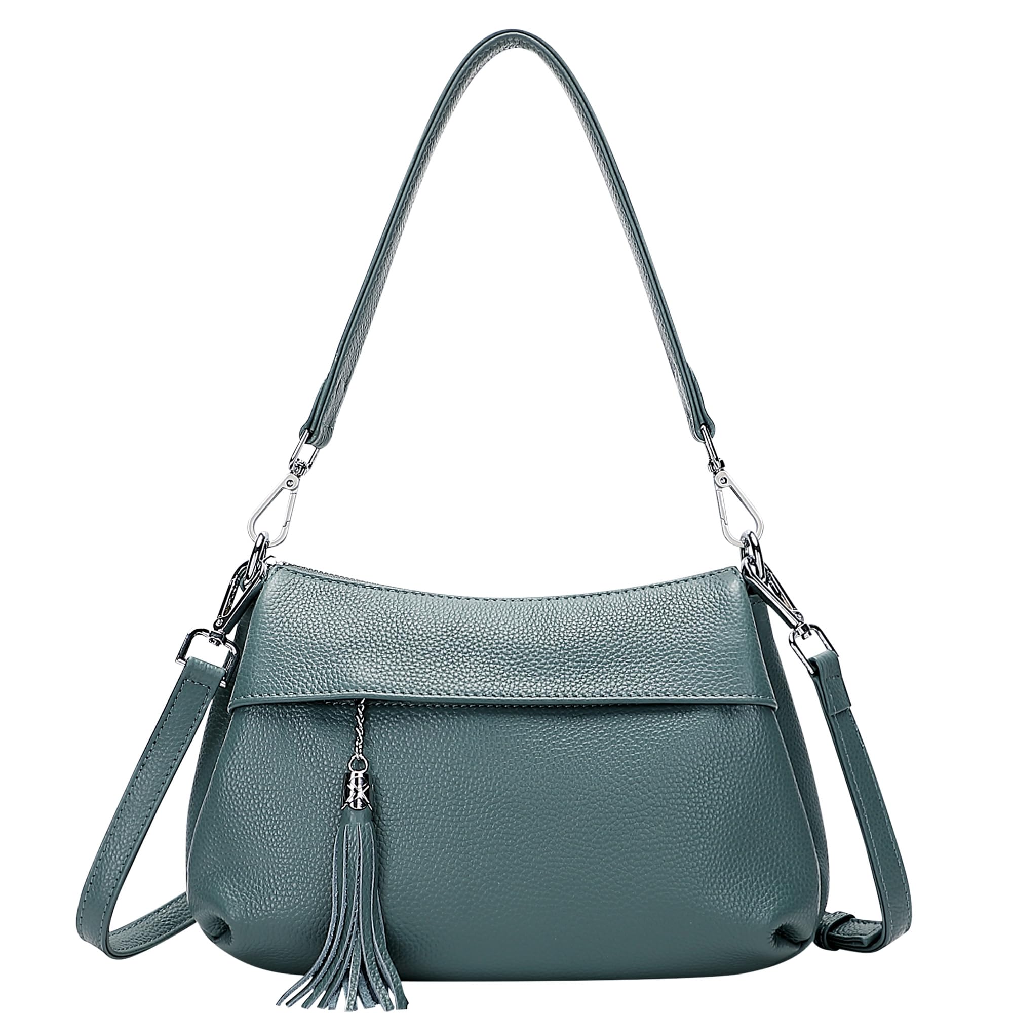 Over Earth Genuine Leather Handbags for Women Small Crossbody Purse Ladies Hobo Shoulder Bag(O111-2E Teal Blue)
