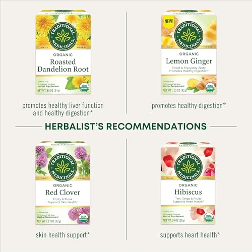 Traditional Medicinals Tea, Organic EveryDay Detox Lemon, Supports Healthy Skin & Liver Function, Detox, 96 Tea Bags (6 Pack)