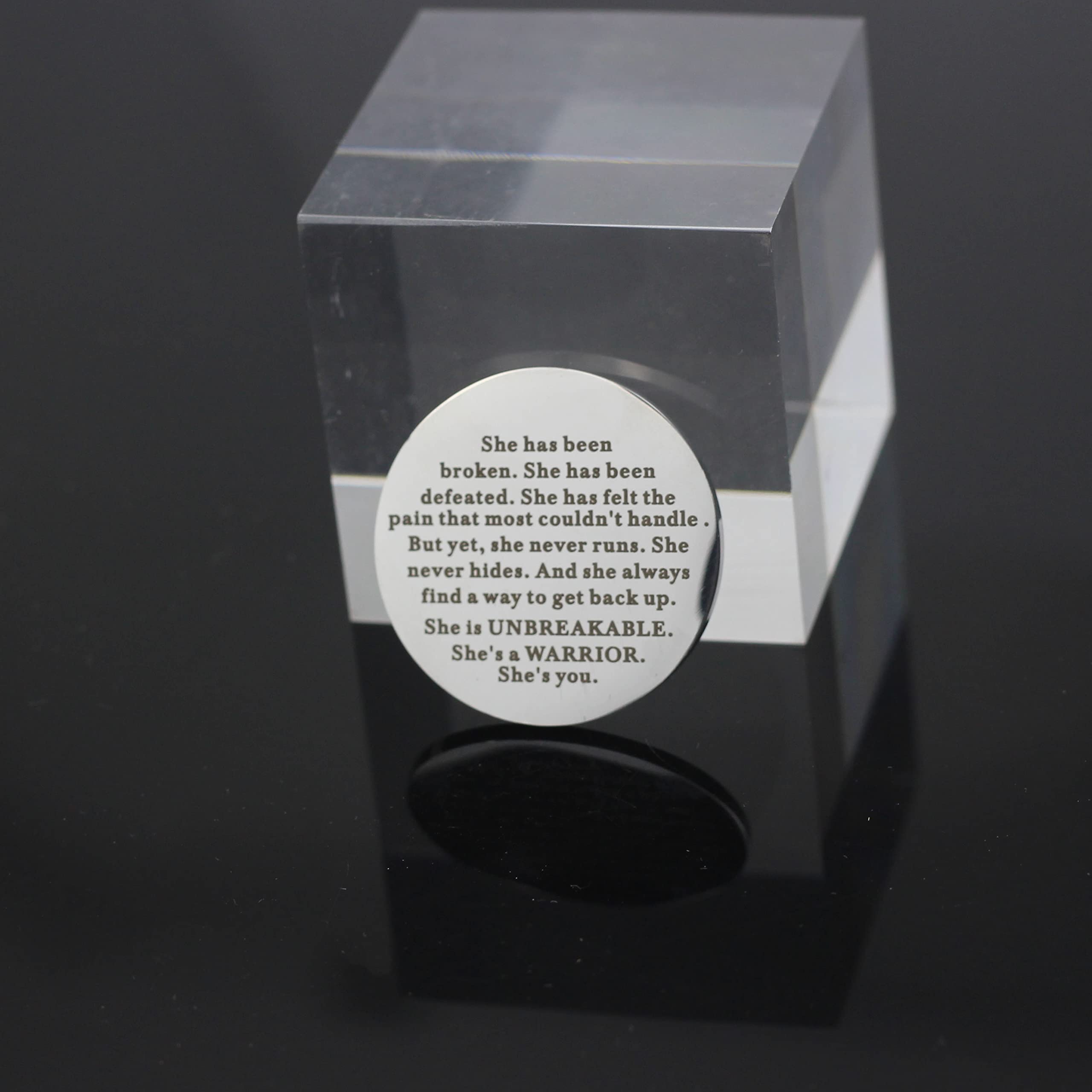 Warrior Pocket Hug token Survivor Keychain Motivational Quote Keychain Strength Gift (She's a WARRIOR. She's you.)