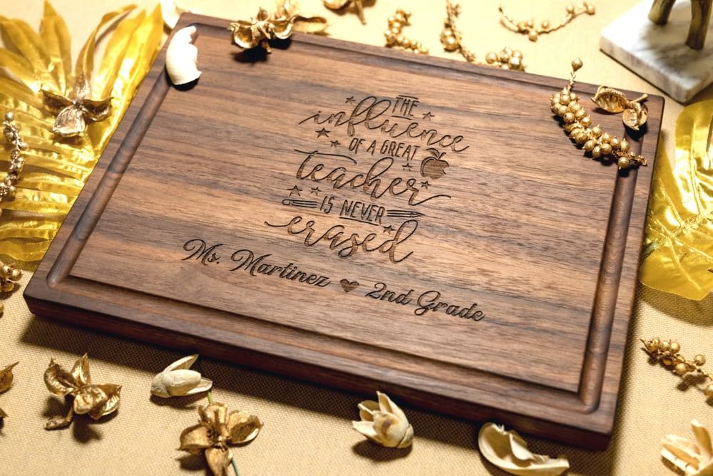 Walnut Artisan Personalized Cutting Boards, Custom Appreciation Gift Idea, Wood Engraved Charcuterie Board for First Grade, Teacher Design 104