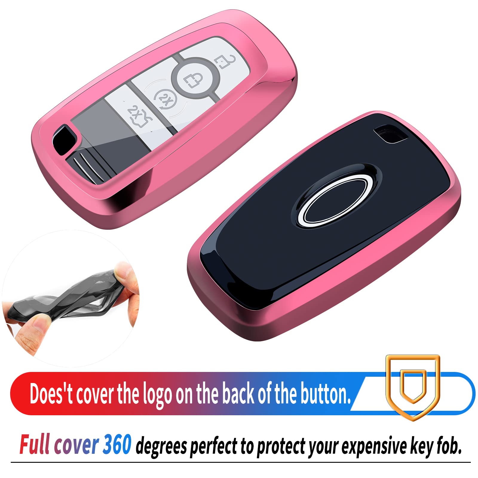 TPU Smart Key Fob Case Compatible for 2019-2021 Ford Fusion, Explorer, Escape, Edge, F-150, Mustang and More Models