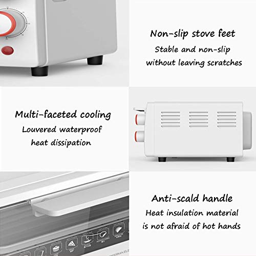 Multifunctional Countertop Flow Toaster Oven, Household Large Capacity 10L Double Layer Baking Electric Oven, Automatic Mini Electric Fryer (White) (White)